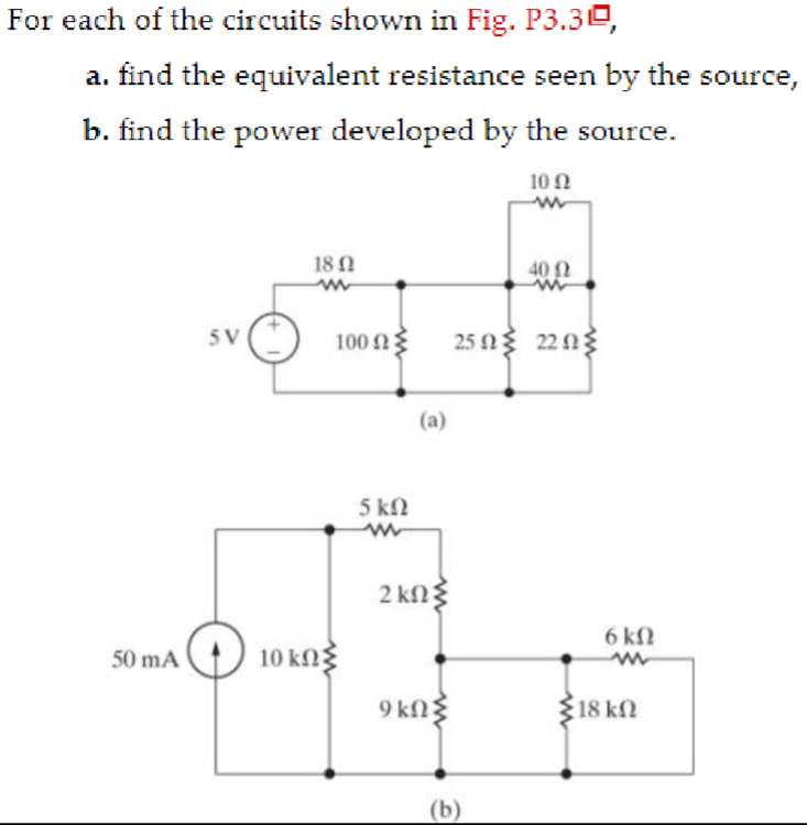 Solved For each of the circuits shown in Fig. P3.3口, a. find | Chegg.com