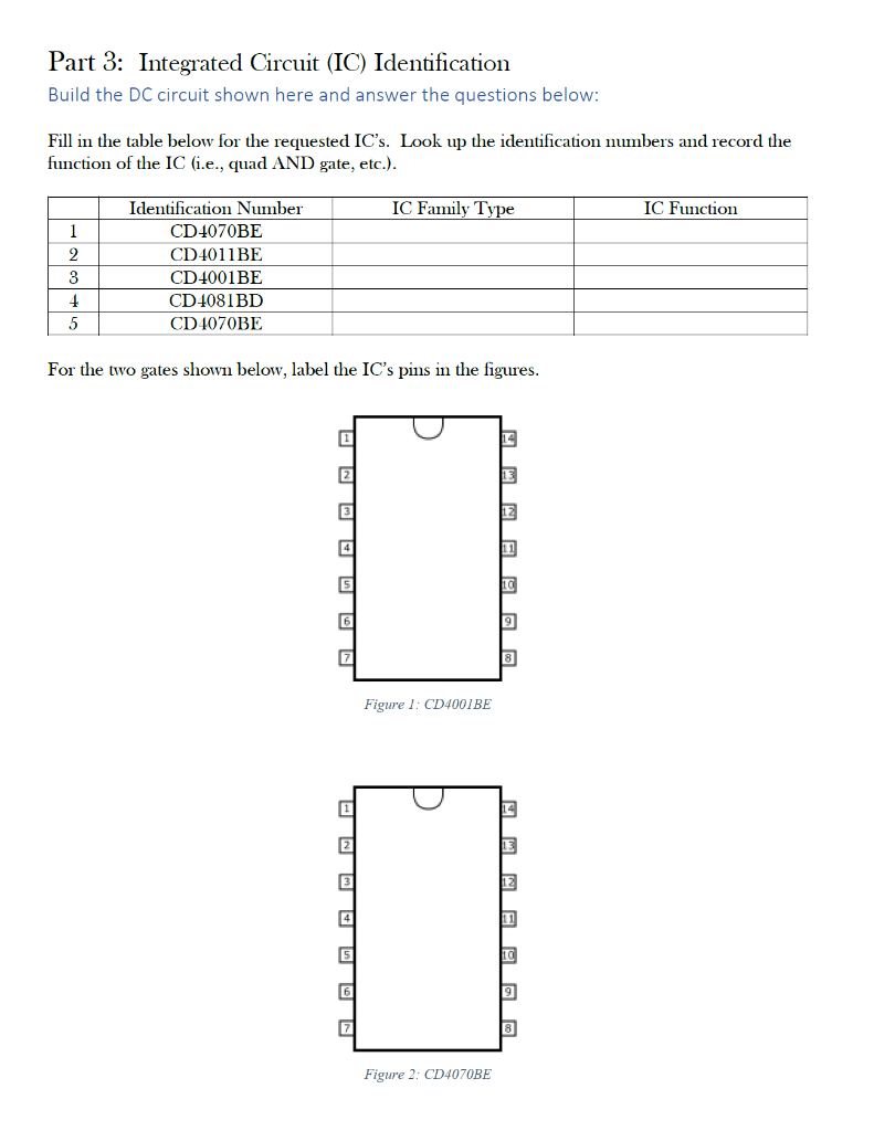 Solved Part 3: Integrated Circuit (IC) Identification Build | Chegg.com