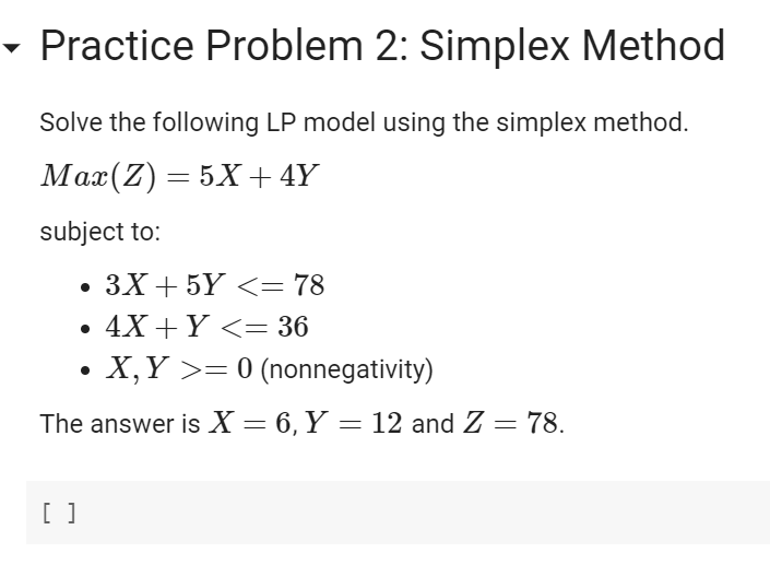 Solved · Practice Problem 2: Simplex Method Solve the | Chegg.com
