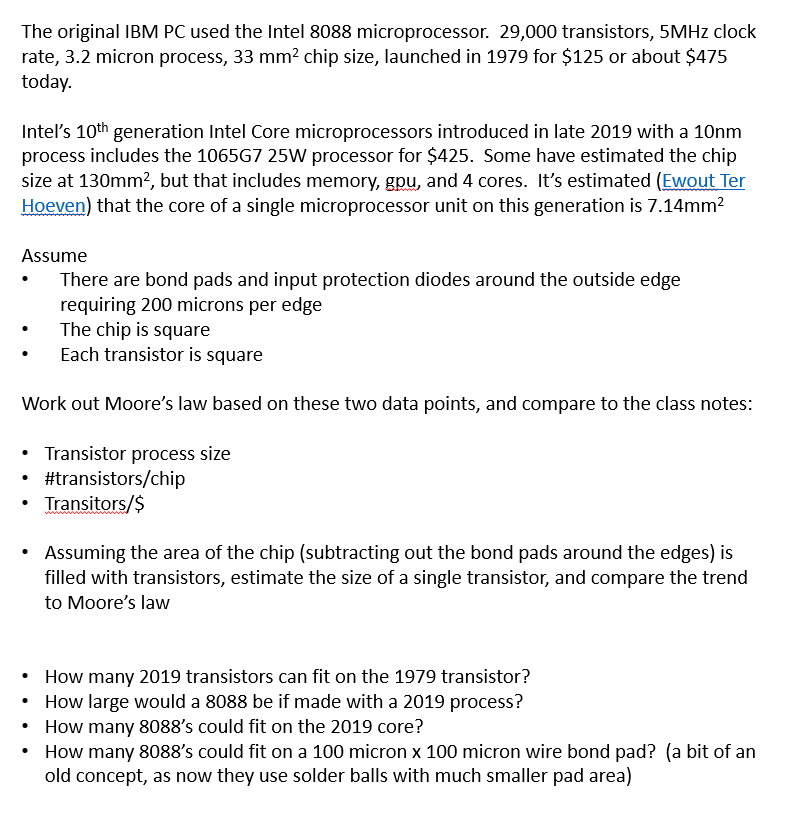 The original IBM PC used the Intel 8088 | Chegg.com