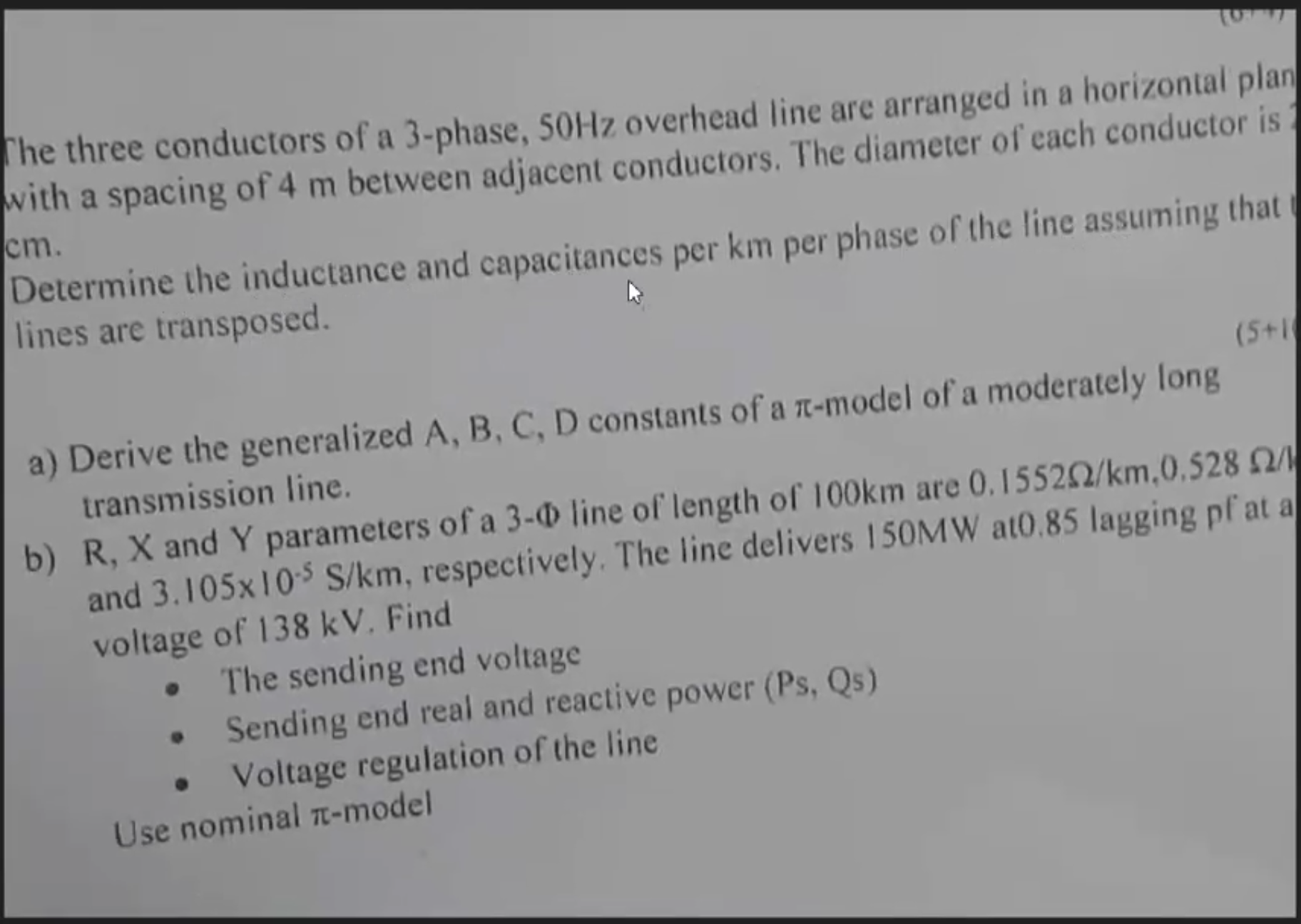 Solved The three conductors of a 3-phase, 50 Hz overhead | Chegg.com