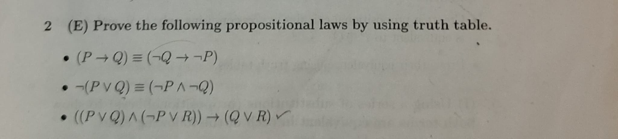 Solved 2 (E) Prove the following propositional laws by using | Chegg.com
