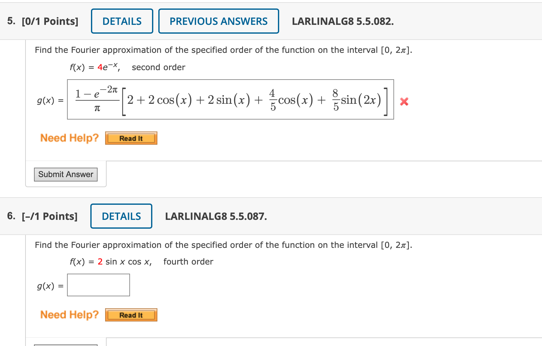 Solved 5. ﻿Find the Fourier approximation of the specified | Chegg.com