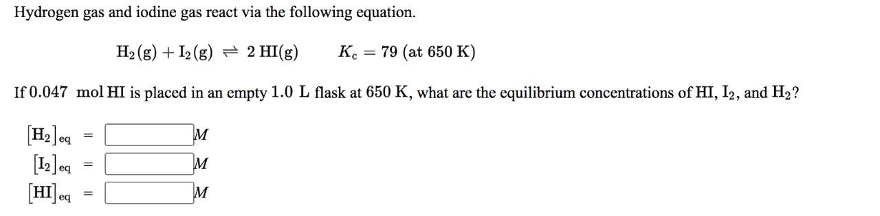 Solved The equilibrium constant, Kc, for the following | Chegg.com