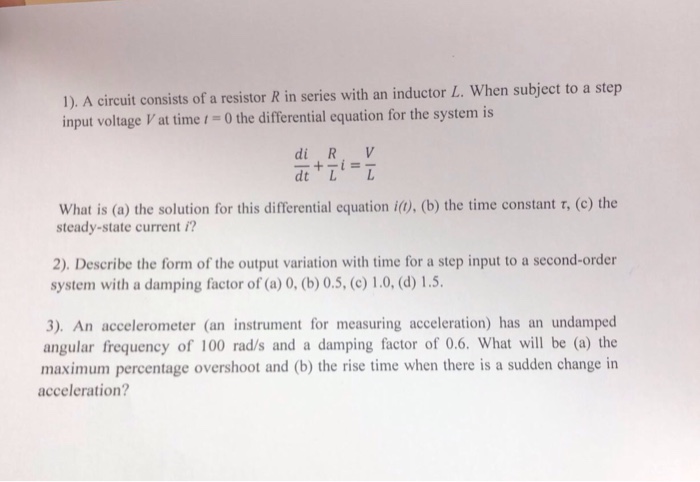 Solved 1). A circuit consists of a resistor R in series with | Chegg.com