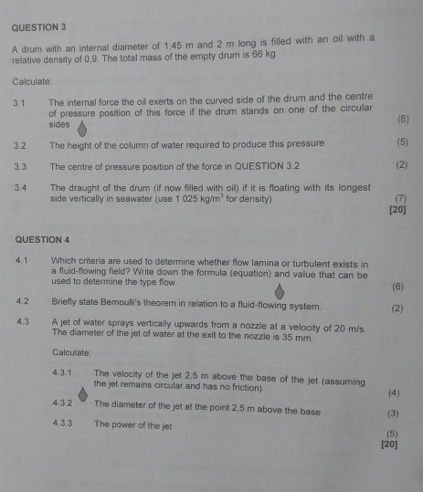 Solved need it in an hour: fluid mechanics its a fluid | Chegg.com