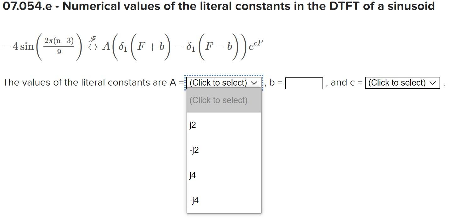 Solved 07.054.e - Numerical values of the literal constants | Chegg.com