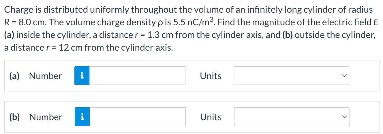 Solved Charge is distributed uniformly throughout the volume | Chegg.com