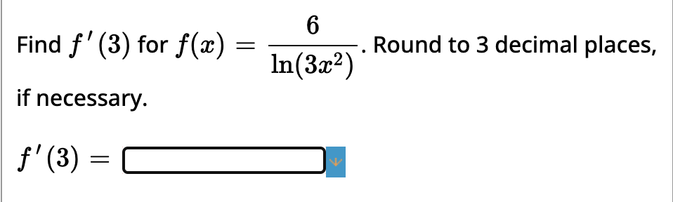Solved Find f′(x) for f(x)=ln(x2)7. f′(x)=Find f′(3) for | Chegg.com