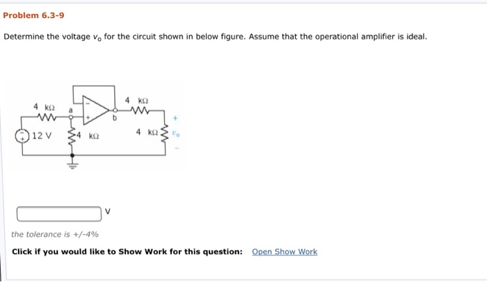 Solved Problem 6.3-9 Determine the voltage vo for the | Chegg.com