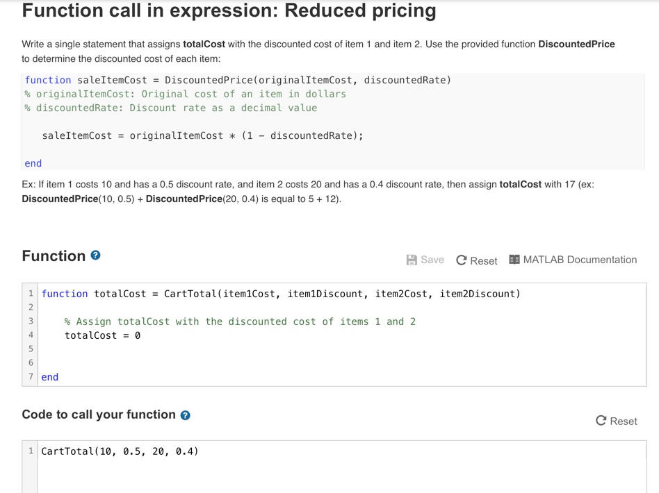Solved Function call in expression: Reduced pricing Write a | Chegg.com