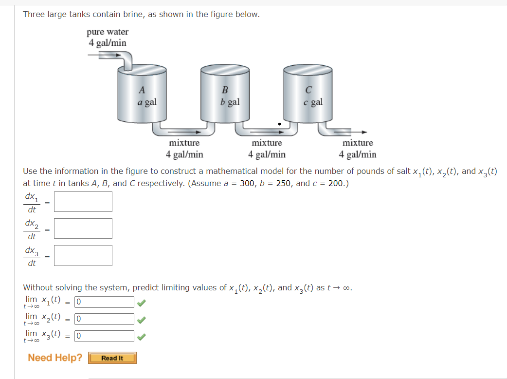 Solved Three large tanks contain brine, as shown in the | Chegg.com
