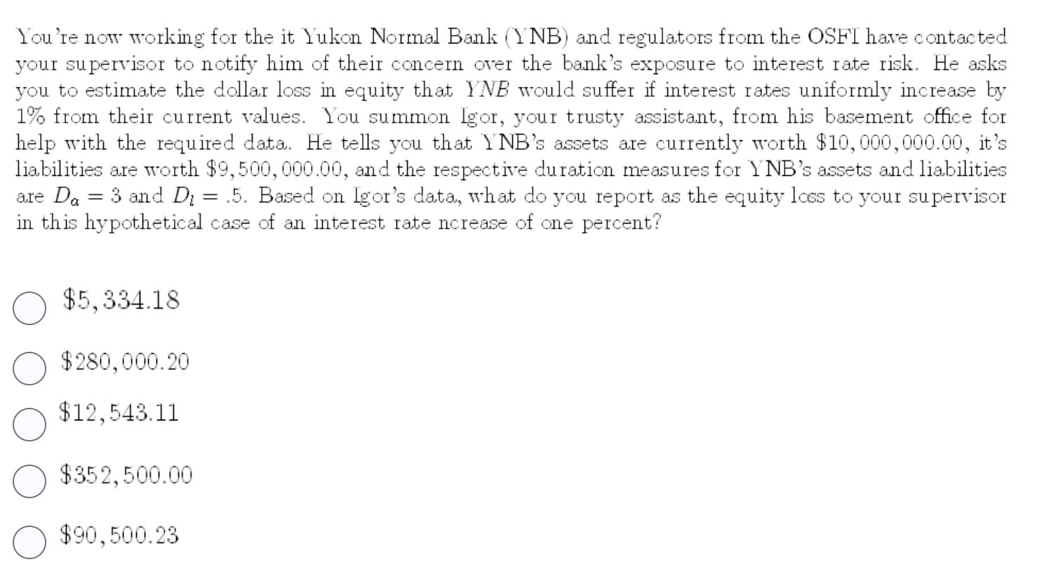 Solved You're now working for the it Yukon Normal Bank (YNB) | Chegg.com