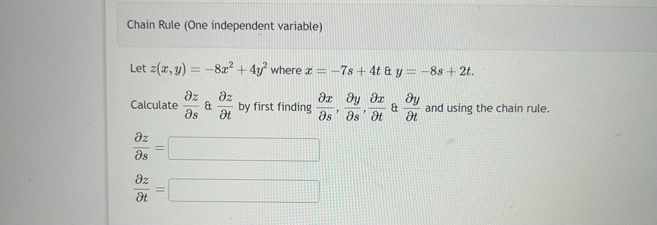 Solved Chain Rule (One independent variable) Let | Chegg.com