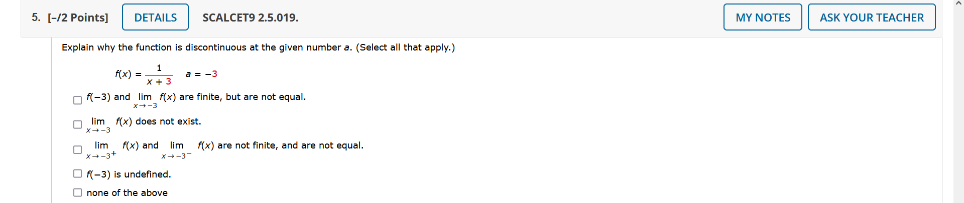 Solved Explain why the function is discontinuous at the | Chegg.com