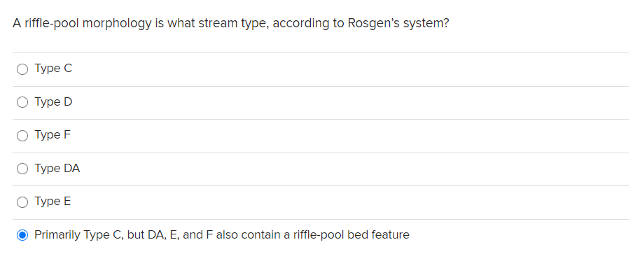Solved A riffle-pool morphology is what stream type, | Chegg.com