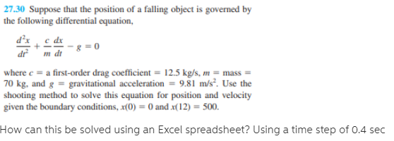 27 30 Suppose That The Position Of A Falling Object