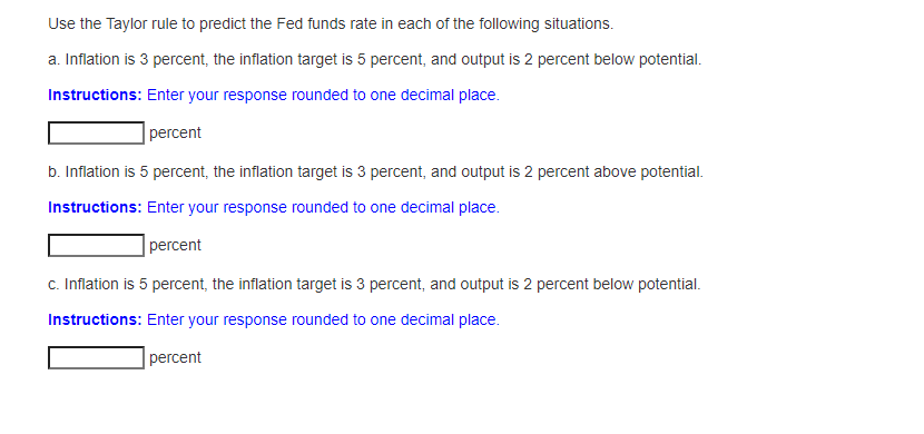 Solved Use the Taylor rule to predict the Fed funds rate in | Chegg.com