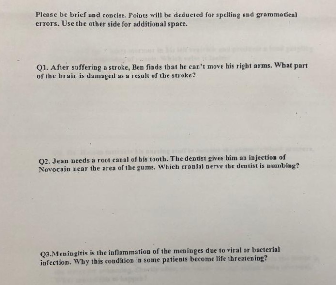Solved Please be brief and concise. Points will be deducted | Chegg.com