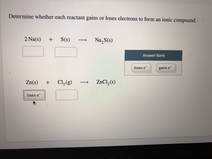 Solved determine whether each reactant gains or loses | Chegg.com