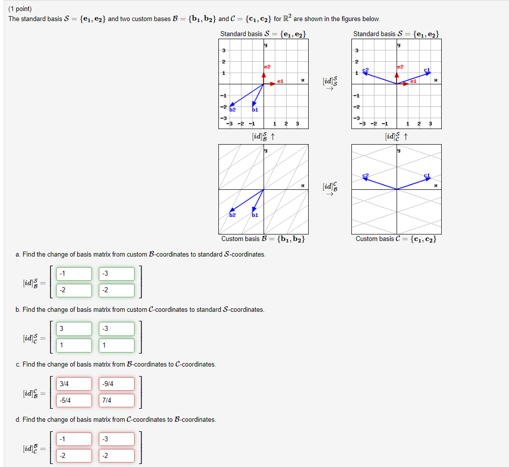 Solved The standard basis S={e1,e2}S={e1,e2} and two | Chegg.com