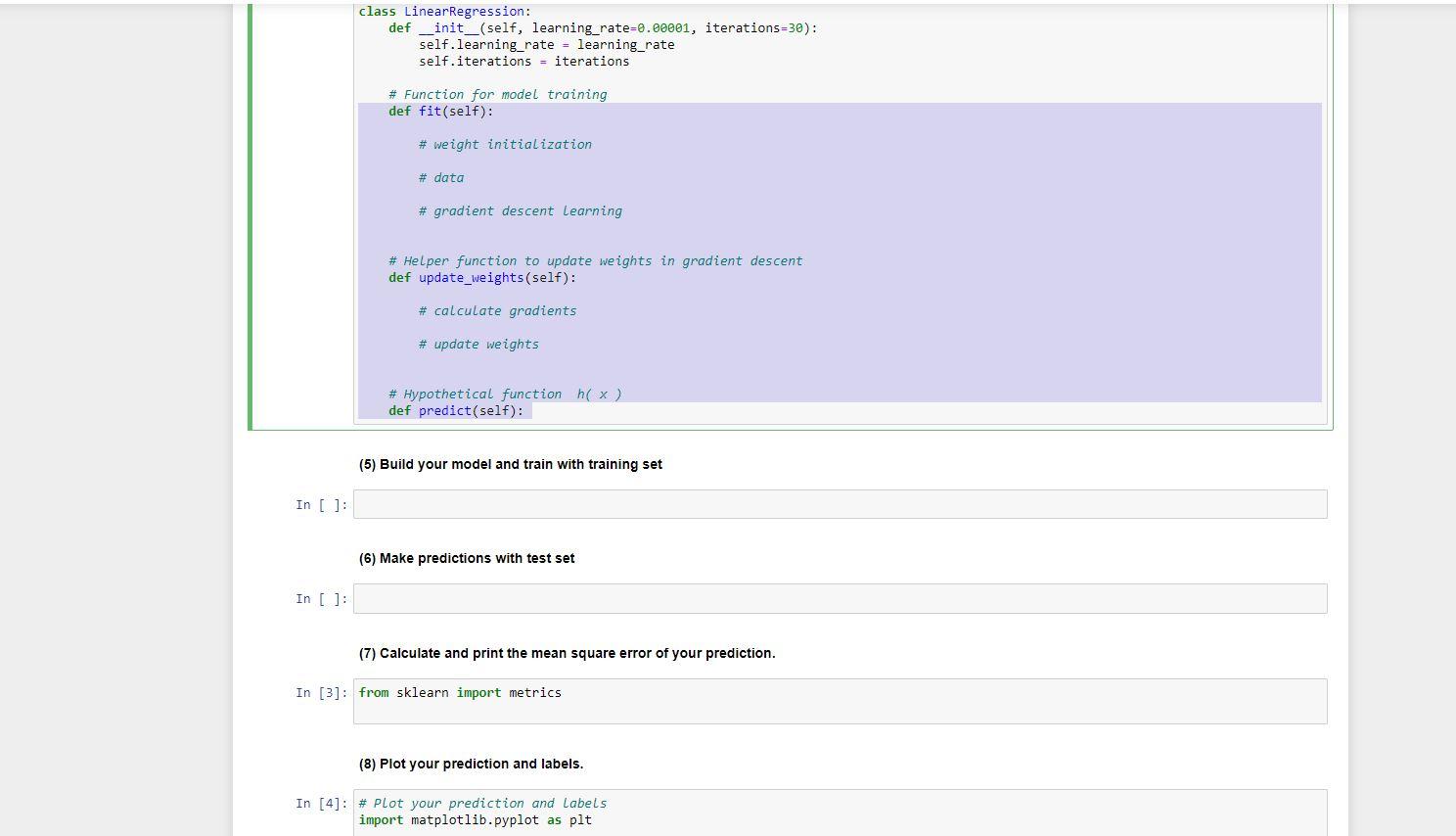 Solved Problem 1: Coding: Linear regression implementation. | Chegg.com