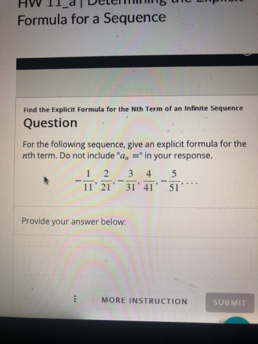 Solved Formula for a Sequence Find the Explicit Formula for | Chegg.com