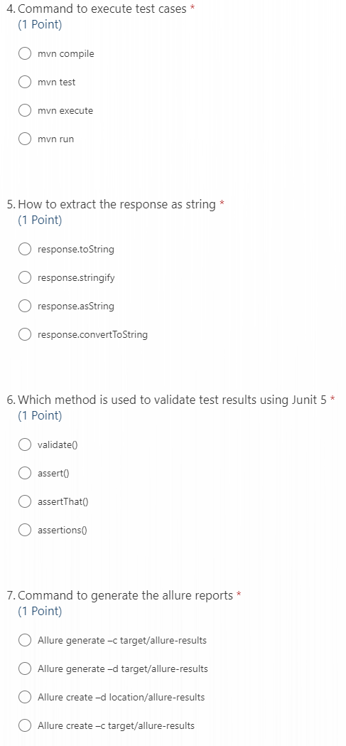 Solved 4. Command to execute test cases * (1 Point) O myn | Chegg.com