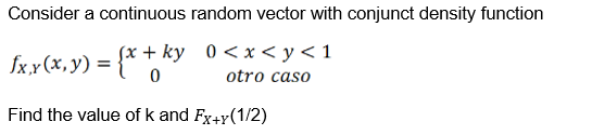 Solved Consider a continuous random vector with conjunct | Chegg.com
