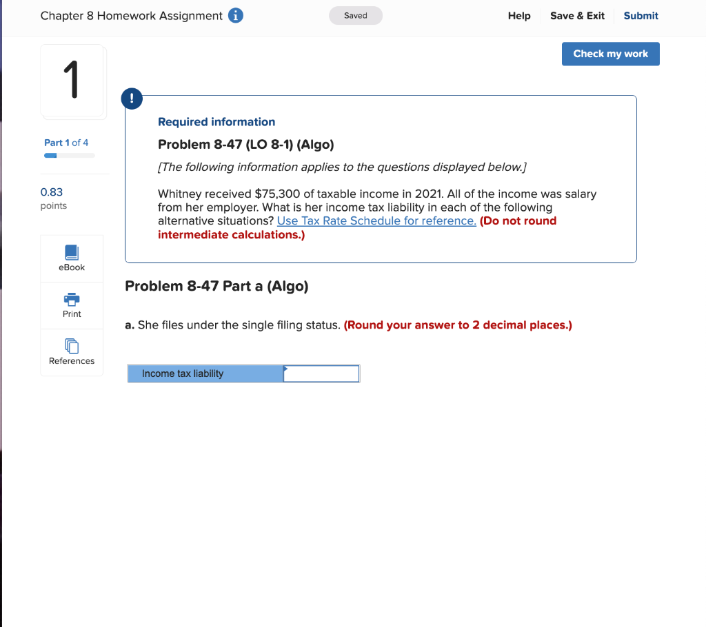 Solved Chapter 8 Homework Assignment i Saved Help Save & | Chegg.com