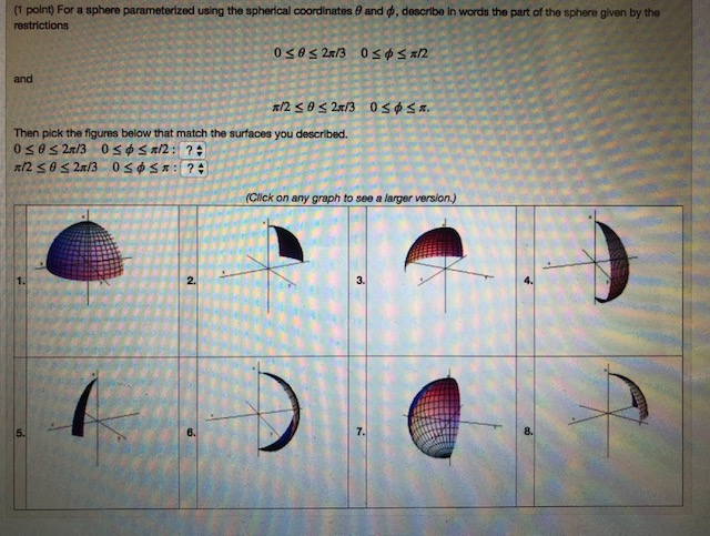 Solved (1 point) For a sphere parameterized using the | Chegg.com