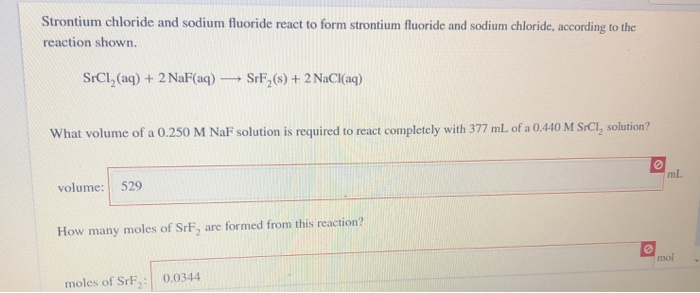 Solved Strontium chloride and sodium fluoride react to form | Chegg.com