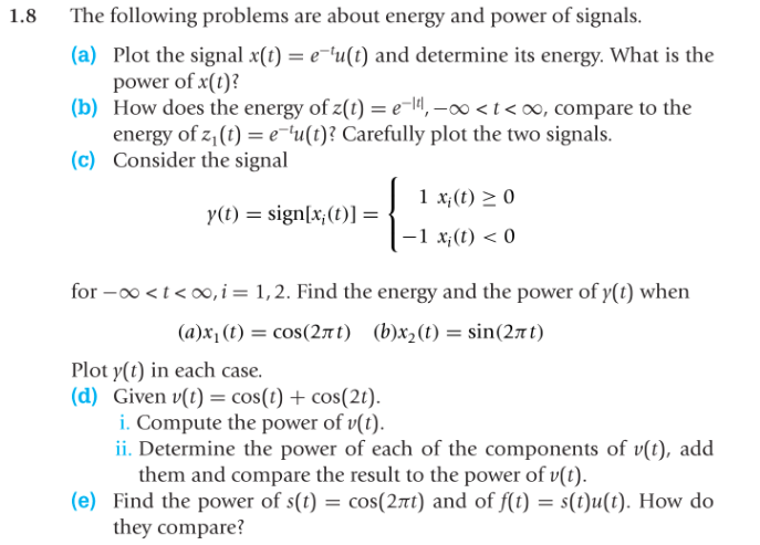 Solved The following problems are about energy and power of | Chegg.com
