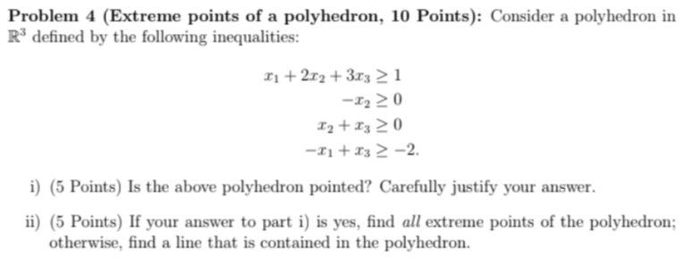 Solved Problem 4 (Extreme points of a polyhedron, 10 | Chegg.com