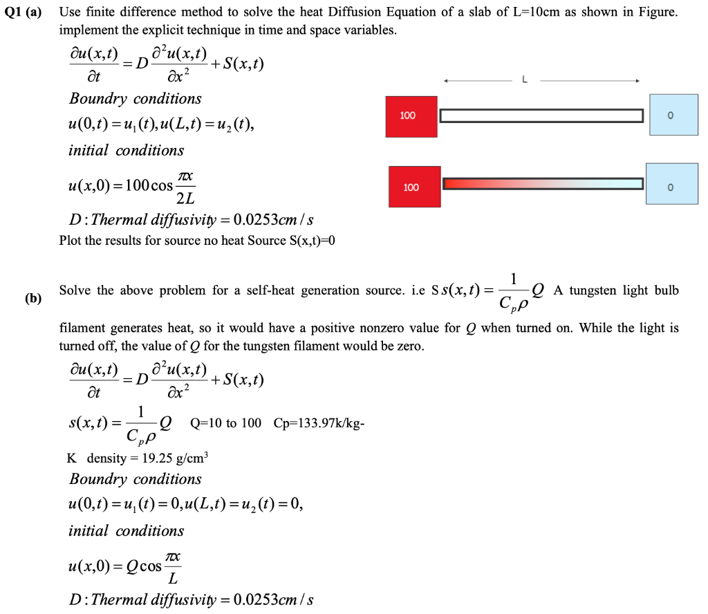 Solved Q1 (a) Use finite difference method to solve the heat | Chegg.com