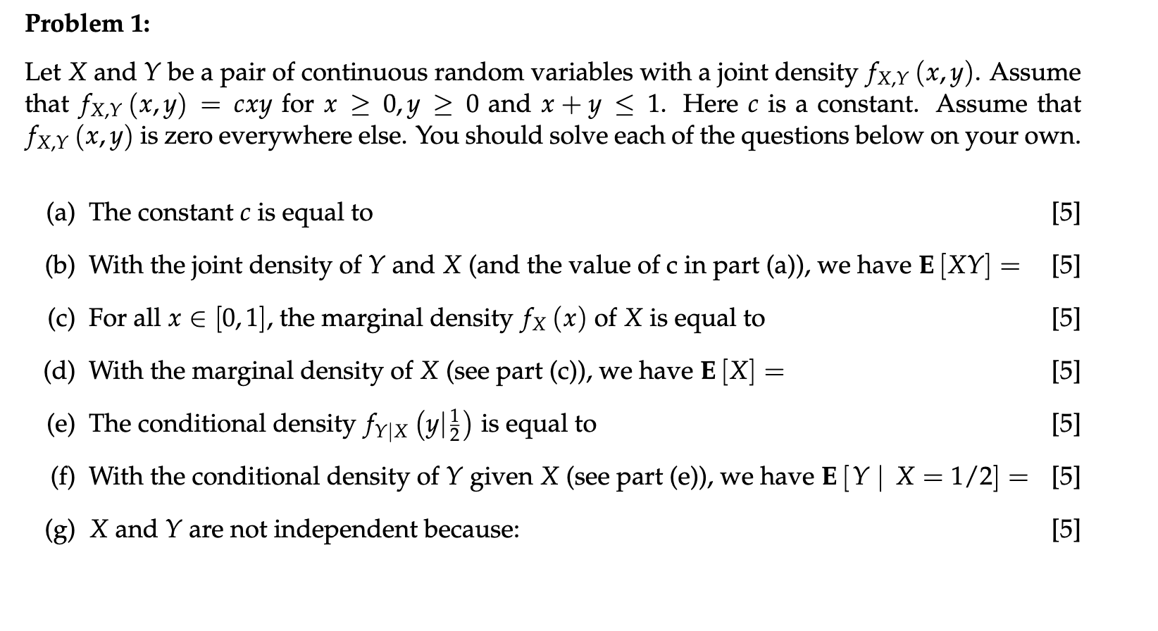 Solved Let X and Y be a pair of continuous random variables | Chegg.com