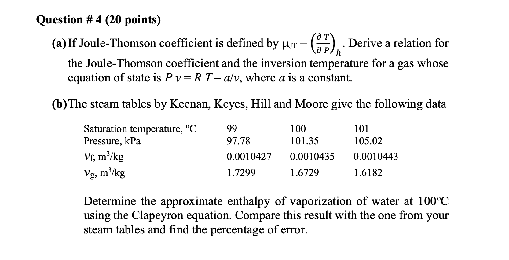 Solved Question #4 (20 points) (a) If Joule-Thomson | Chegg.com