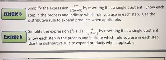 Solved Simplify the expr bting it as a single quotient. Show | Chegg.com