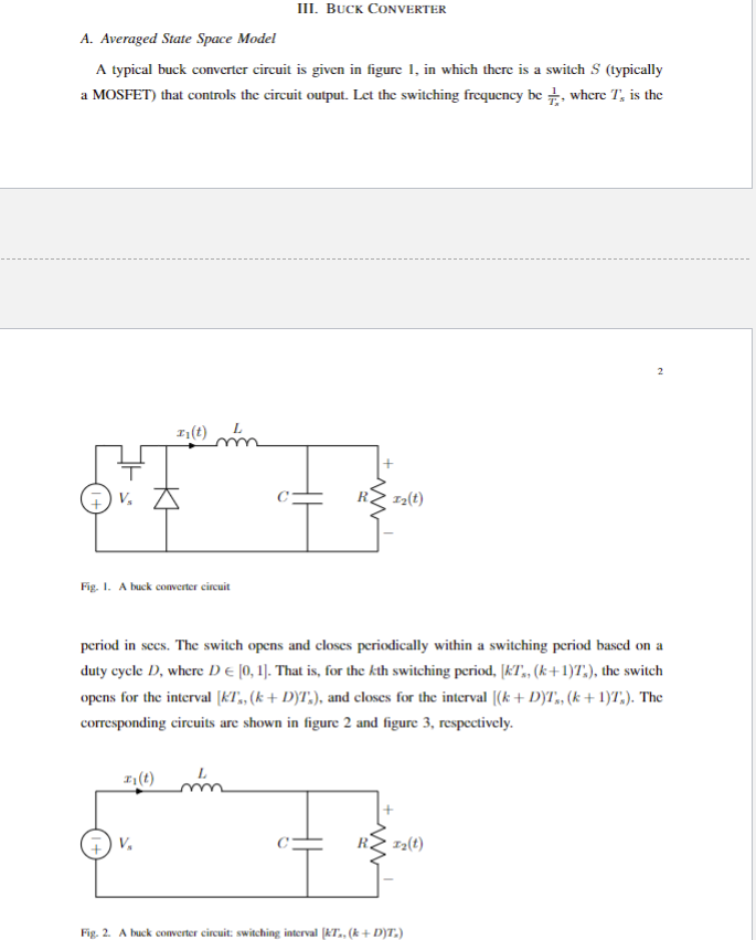 Solved A. Averaged State Space Model A typical buck | Chegg.com