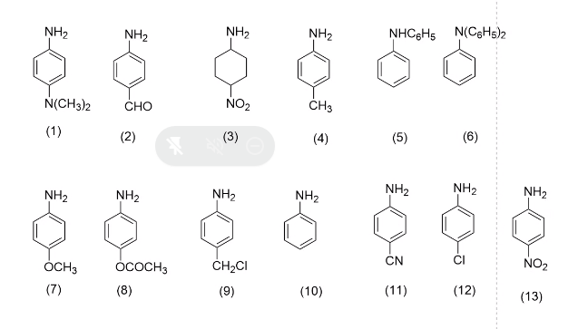 Solved NH2 NH2 NH2 NH2 NHC6H5 N(C6H3)2 N(CH3)2 CHO NO2 CH3 | Chegg.com