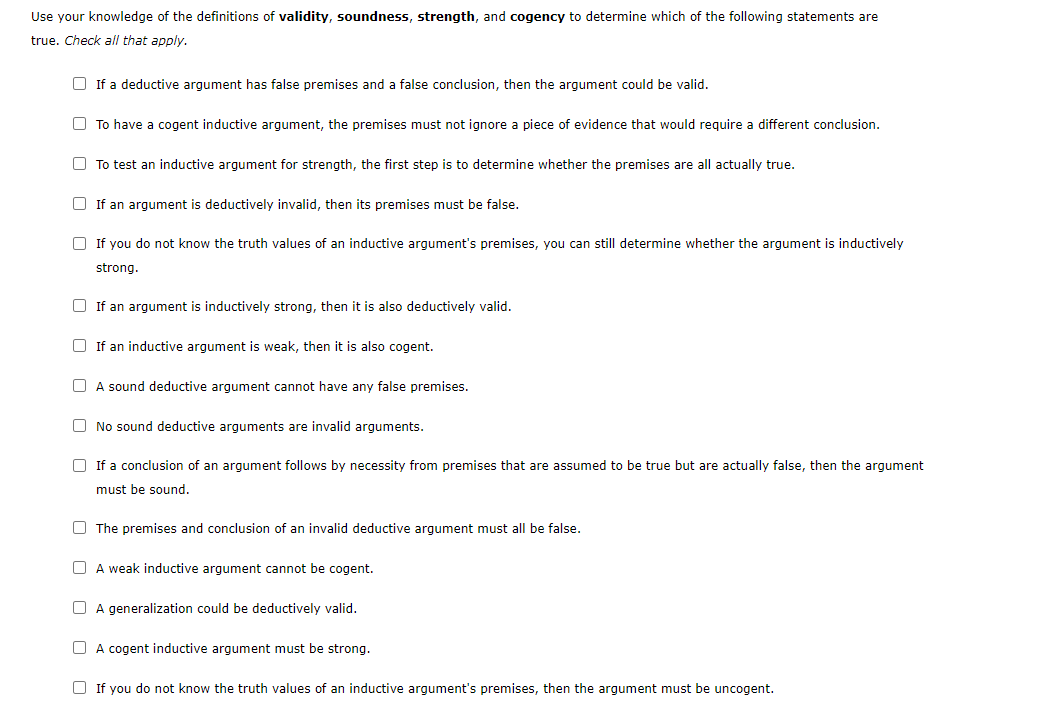Solved Use your knowledge of the definitions of validity, | Chegg.com