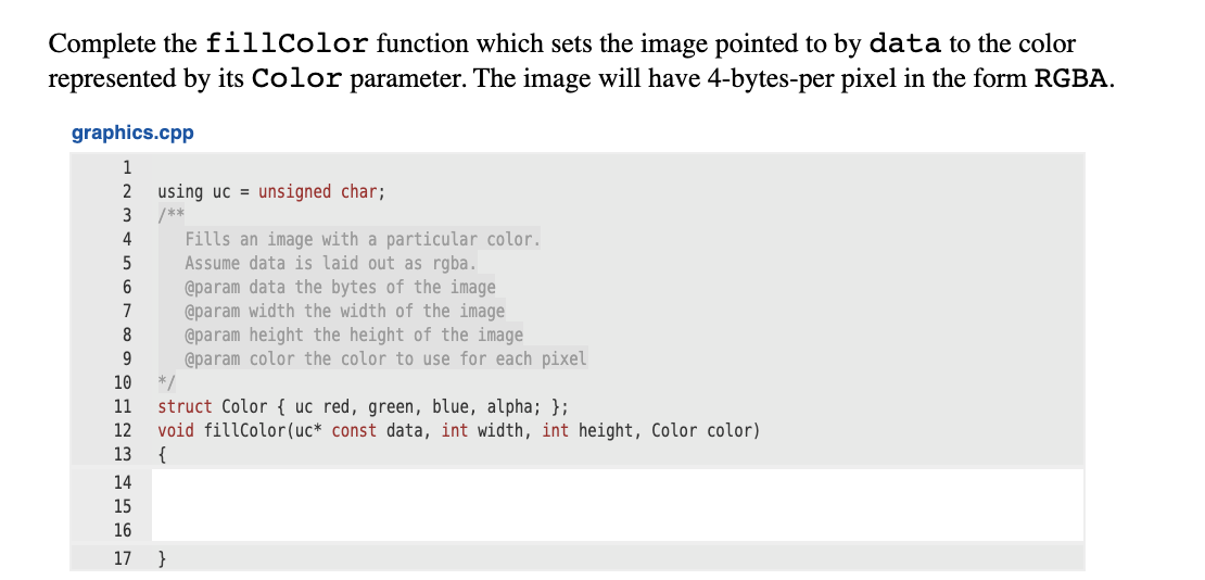 Complete the fillcolor function which sets the image | Chegg.com