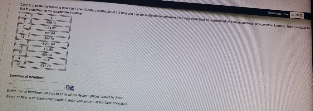 Solved Remaining Time 27:20-32 Copy and paste the following | Chegg.com