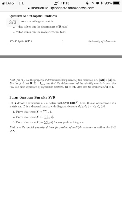 Solved 上午11:13 instructure-uploads.s3.amazonaws.com AT&T LTE | Chegg.com