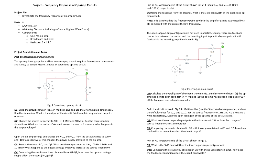 Project - Frequency Response of Op-Amp Circuits | Chegg.com