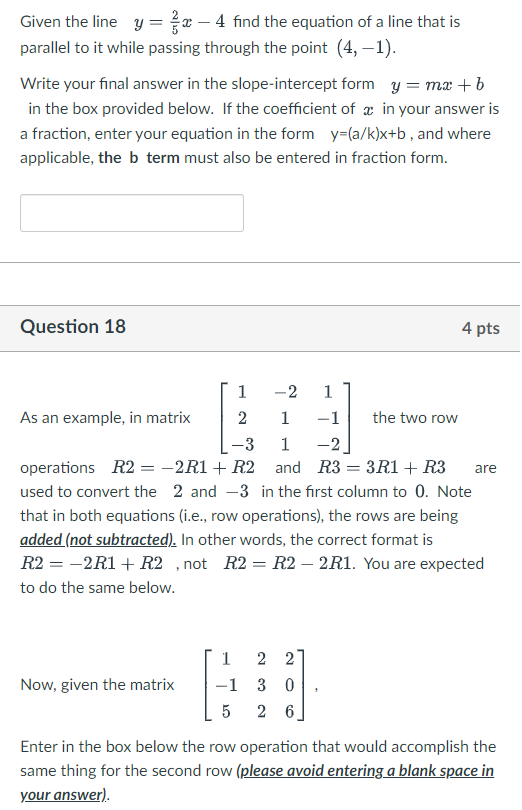 Solved Given the line y=52x−4 find the equation of a line | Chegg.com