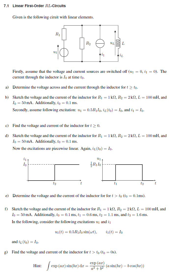 Solved 7.1 Linear First-Order RL-Circuits Given is the | Chegg.com