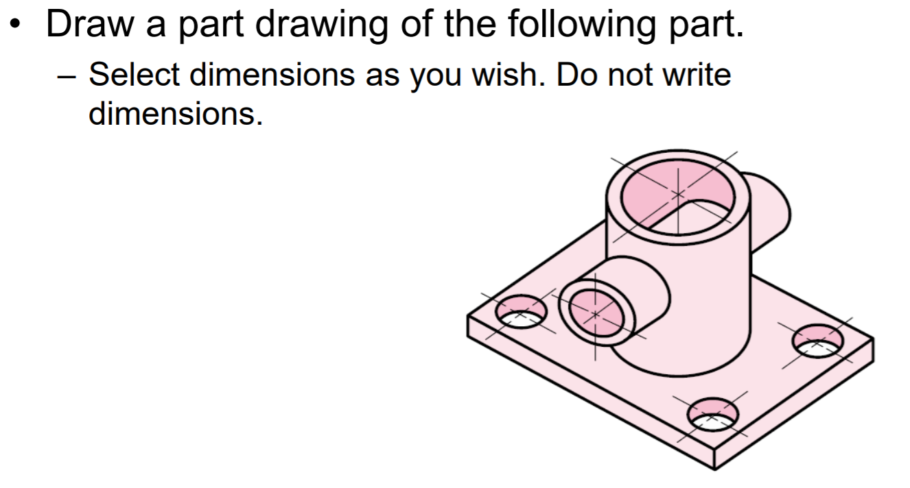 Solved Draw a part drawing of the following part. - Select | Chegg.com