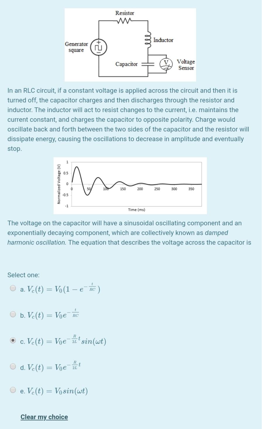 Solved Resistor Inductor Generator square Capacitor Voltage | Chegg.com