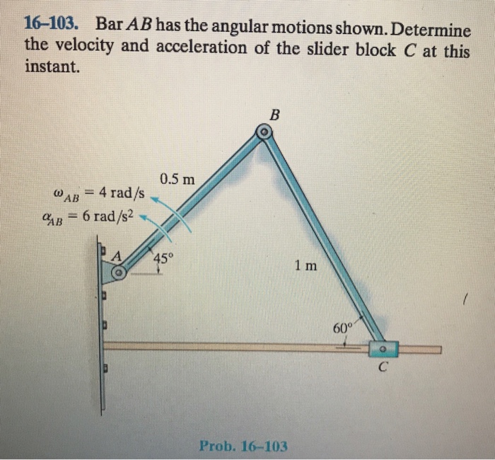 16-103. Bar AB has the angular motions shown. | Chegg.com